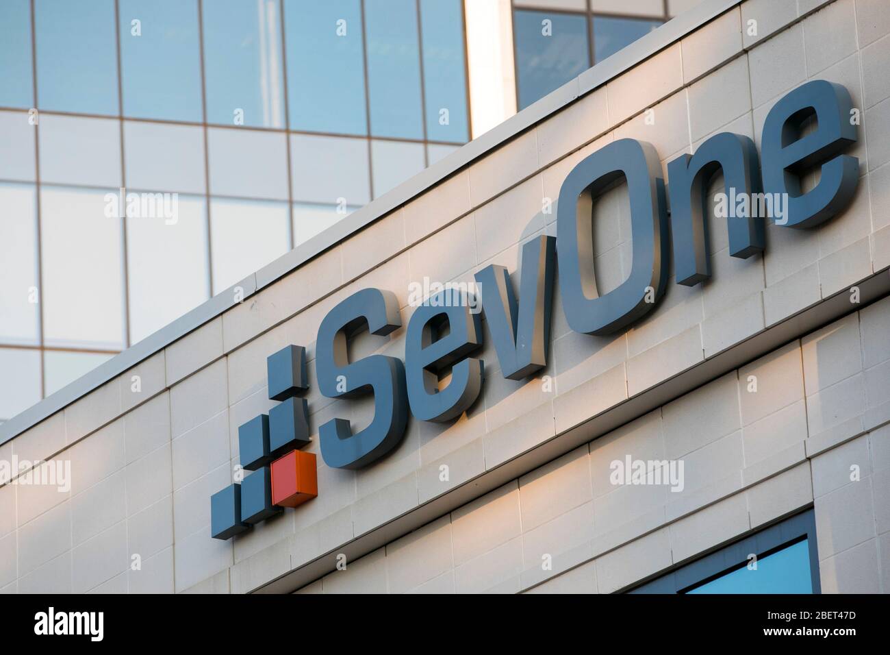A logo sign outside of a facility occupied by SevOne in Newark, Delaware on April 11, 2020 Stock ...
