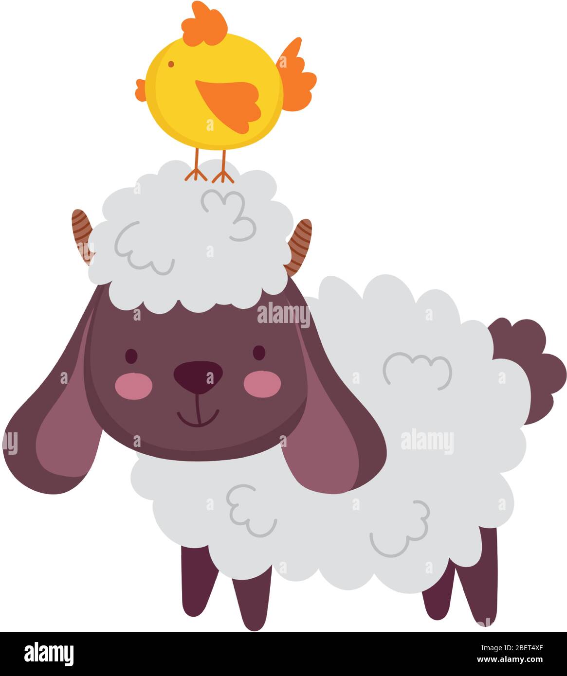 farm cute animals sheep and chicken cartoon vector illustration Stock ...