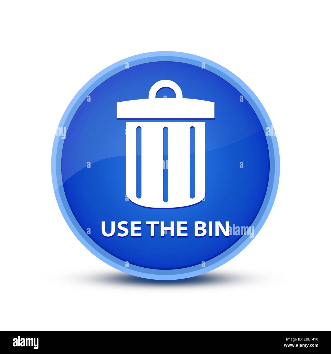 Use the bin (Recycle bin icon) isolated on special blue round button ...