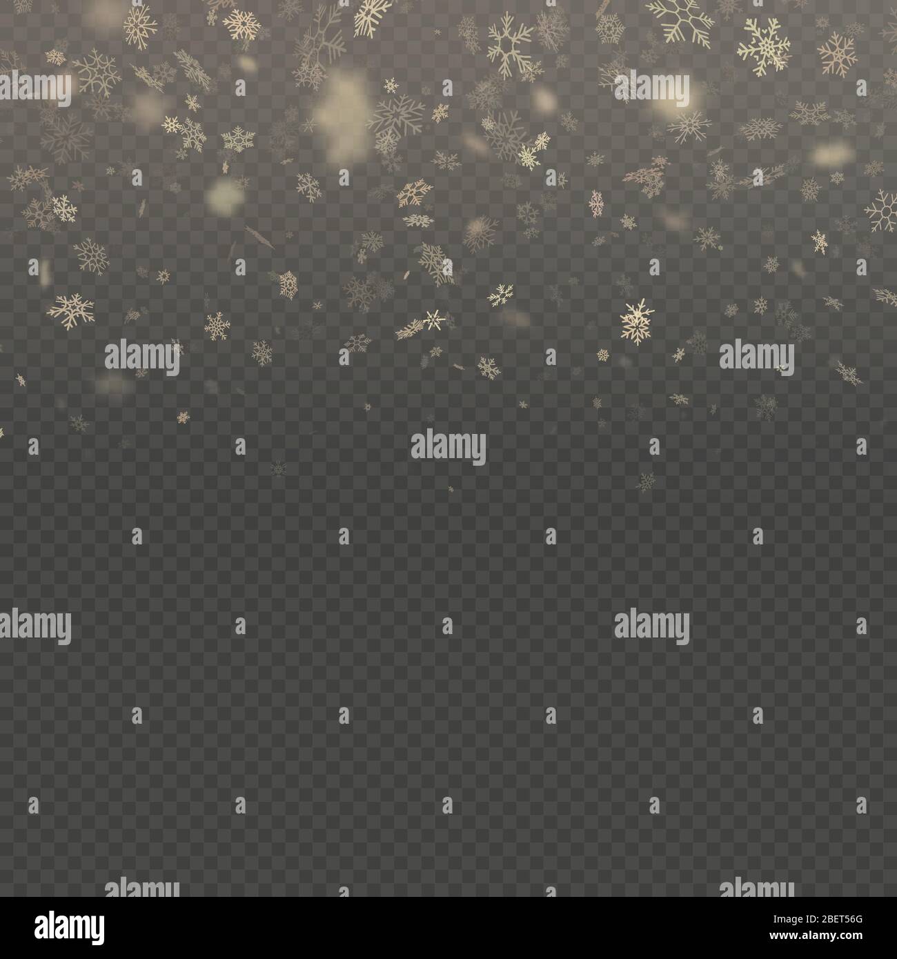 Falling snow flake golden overlay effect teplate isolated on ...