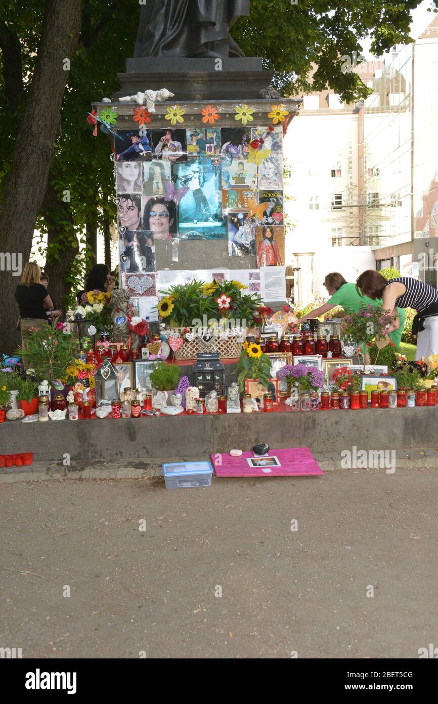 A monument for Michael Jackson at the Promenadeplatz in front of the ...