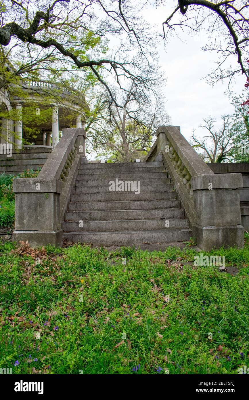 Detailed Stone Steps Leading Up to an Estate From a Grassy Area Stock ...