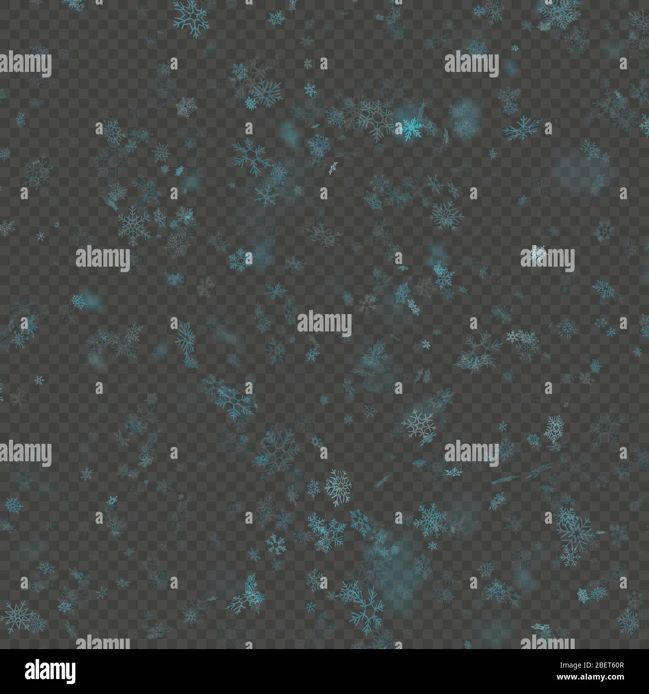 Falling snow flake blue overlay effect teplate isolated on transparent ...
