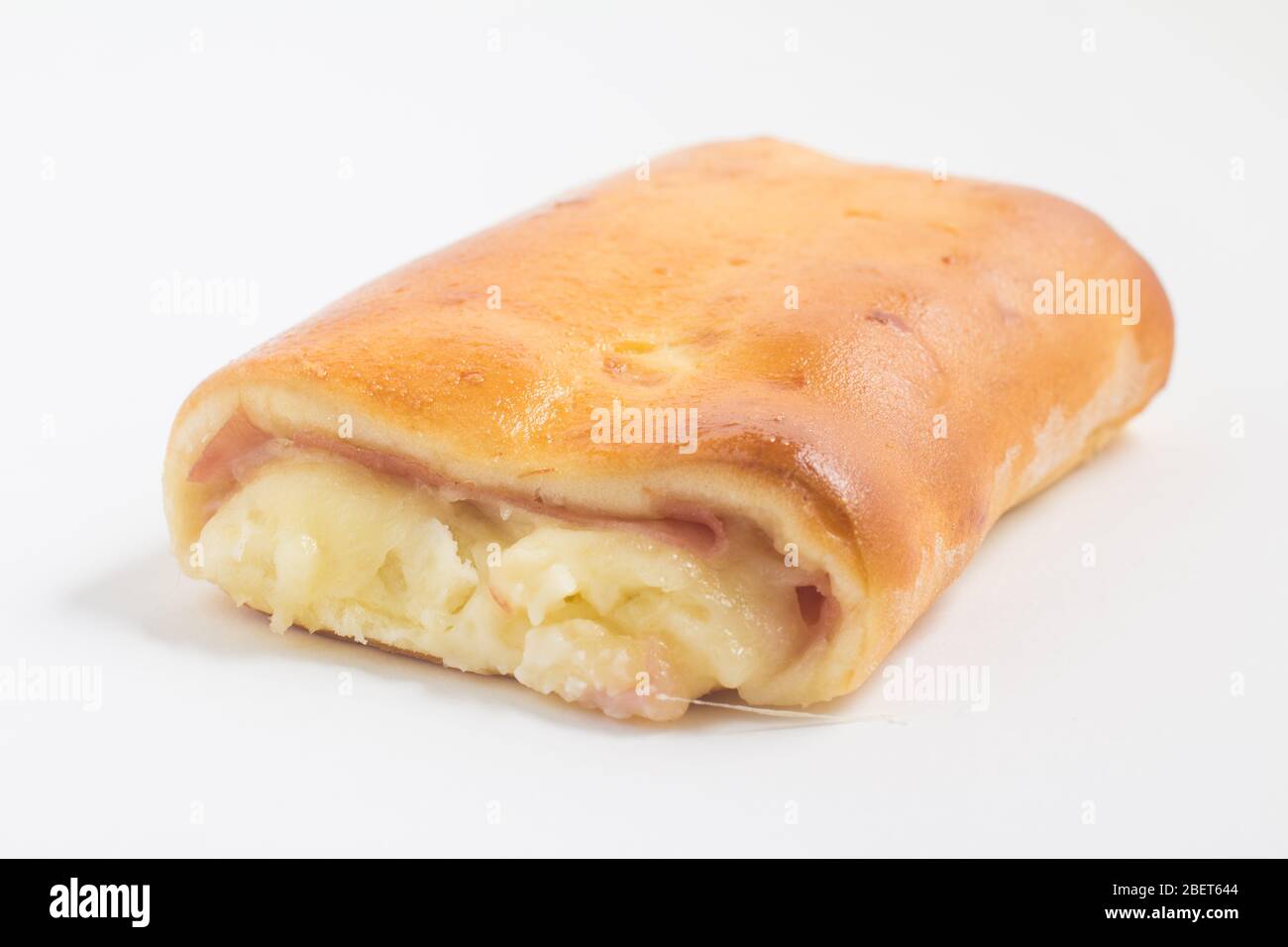 Salgado. Brazilian Snack with cheese and ham on white background Stock ...