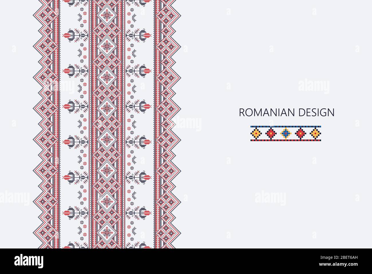 Decorative ornament with traditional Romanian design, seamless vectical ...