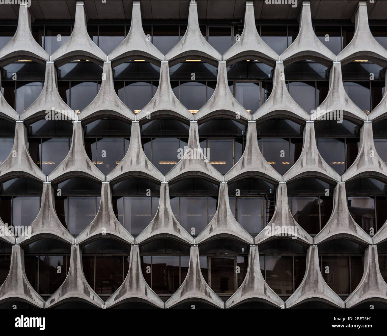 The brutalist facade of the BNP Paribas Fortis Bank in Brussels ...