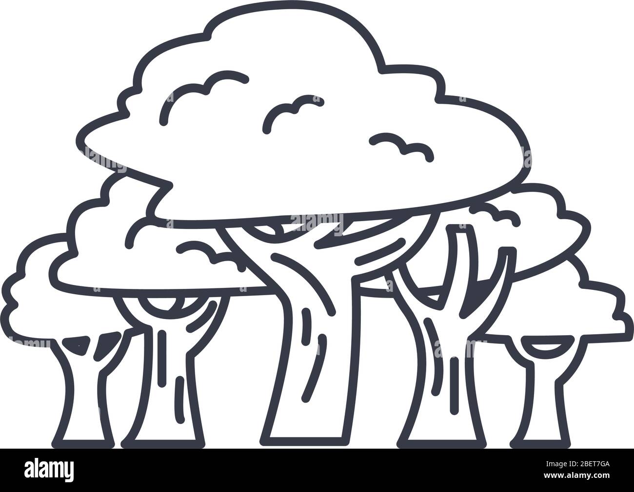 trees icon over white background, line style, vector illustration Stock ...