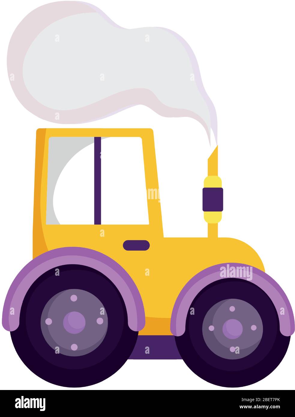 tractor chimney smoke agriculture farm transport isolated icon on white ...