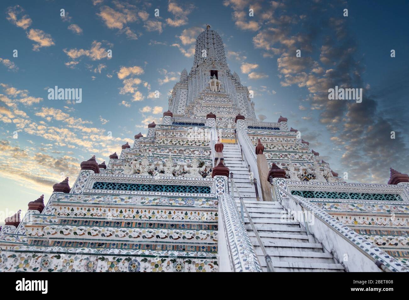 Wat Arun temple in a blue sky. Wat Arun is a Buddhist temple in Bangkok ...