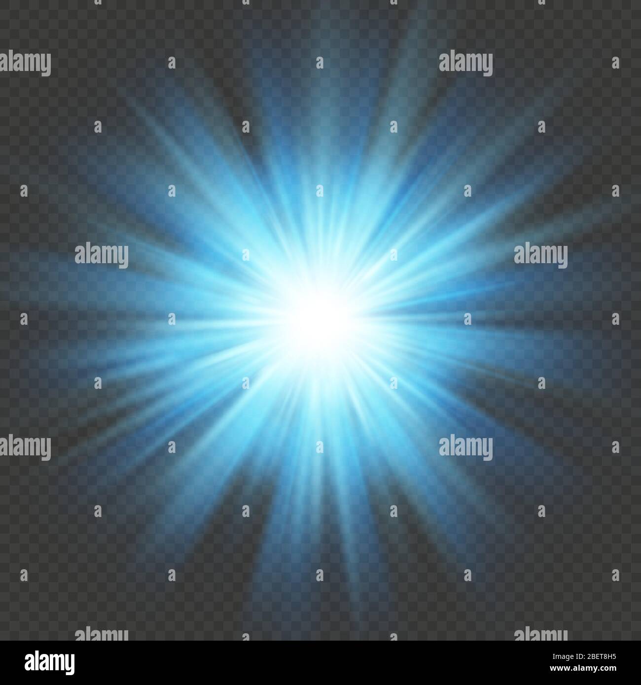 Blue glow star burst flare explosion light effect. Isolated on transparent background. EPS 10 ...