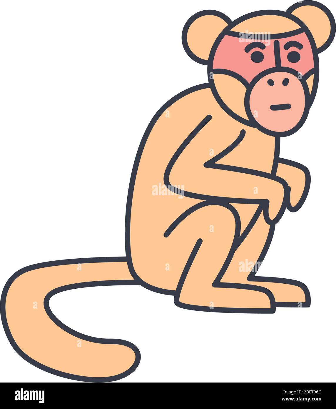 cartoon monkey icon over white background, fill style, vector ...