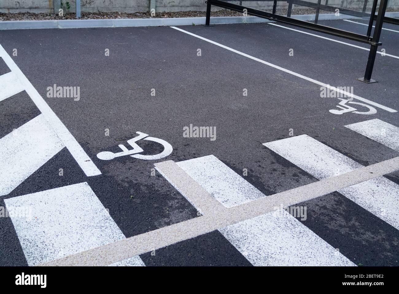 parking sign space for the disabled road marking on the asphalt for ...