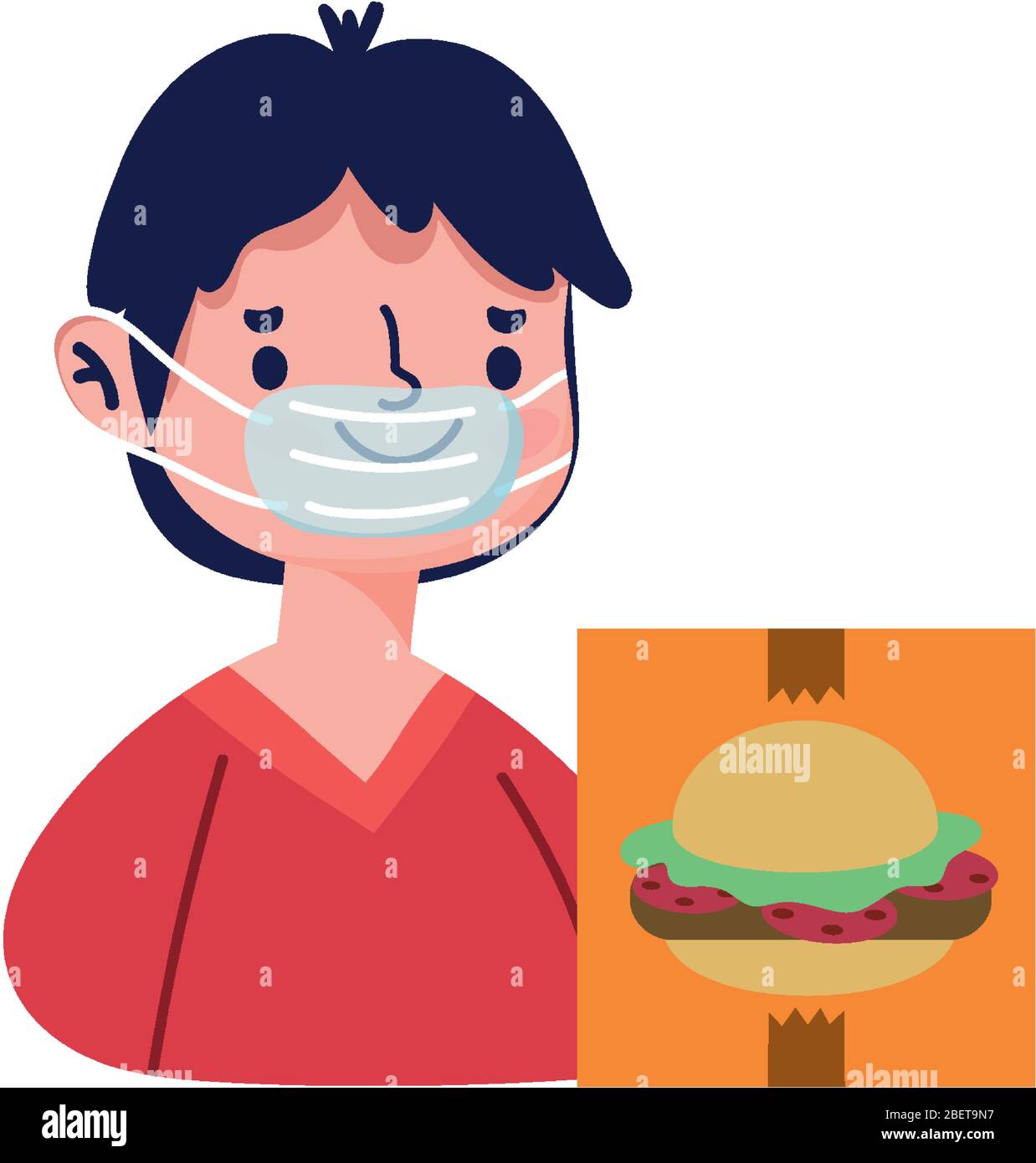 young man with mask ordering food menu online shopping covid 19 vector ...