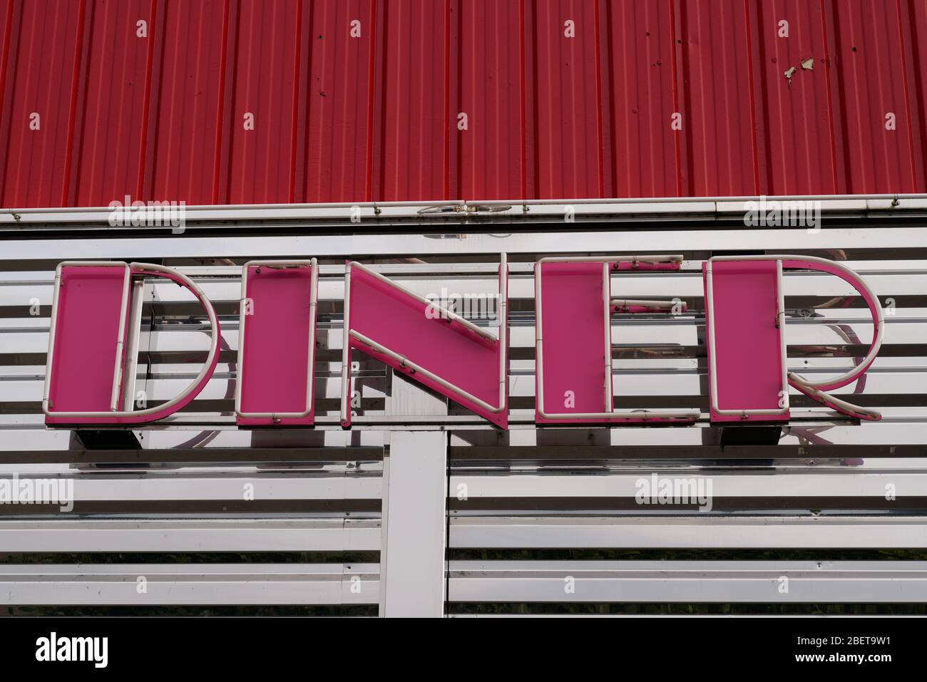 red pink neon sign diner restaurant Stock Photo - Alamy