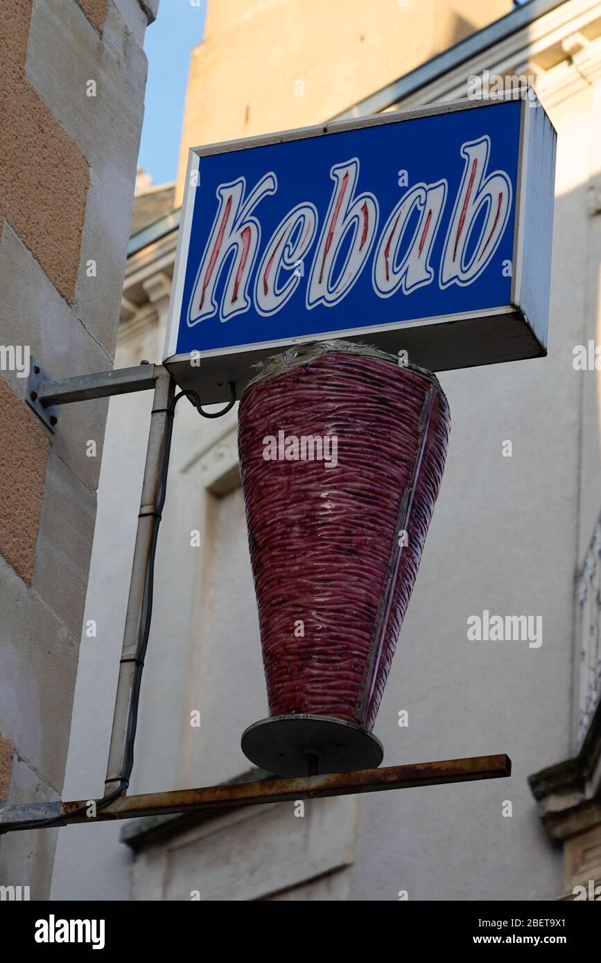 kebab street sign neon bright food restaurant Stock Photo - Alamy