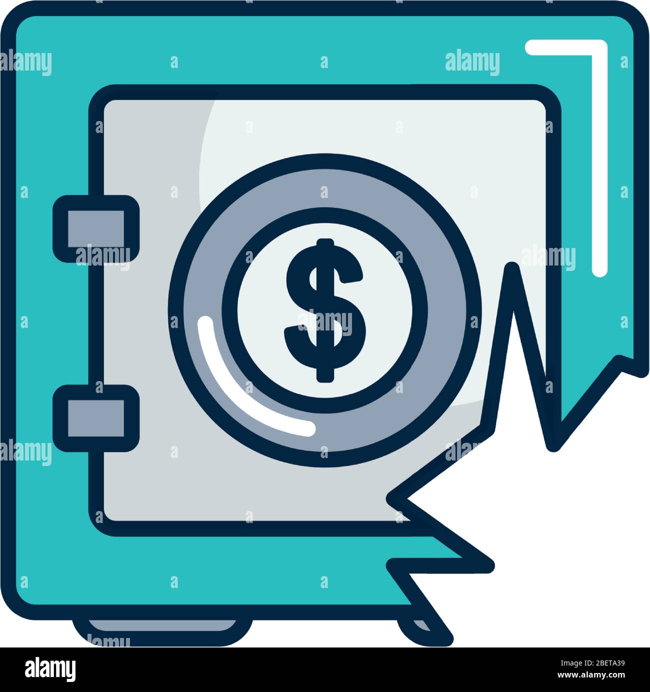 financial broke concept, broken strongbox with money symbol over white ...