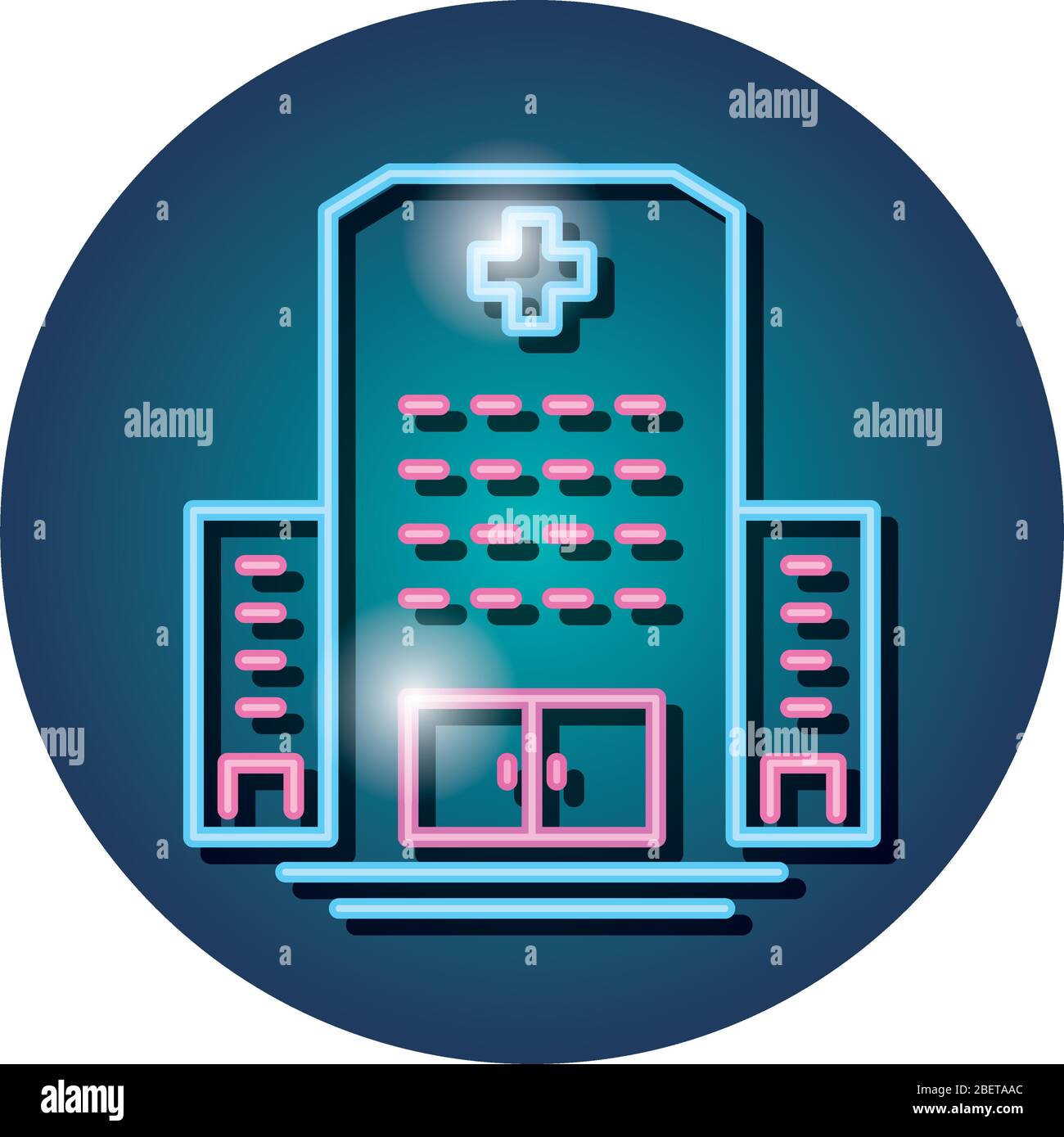 hospital building in neon light vector illustration design Stock Vector ...