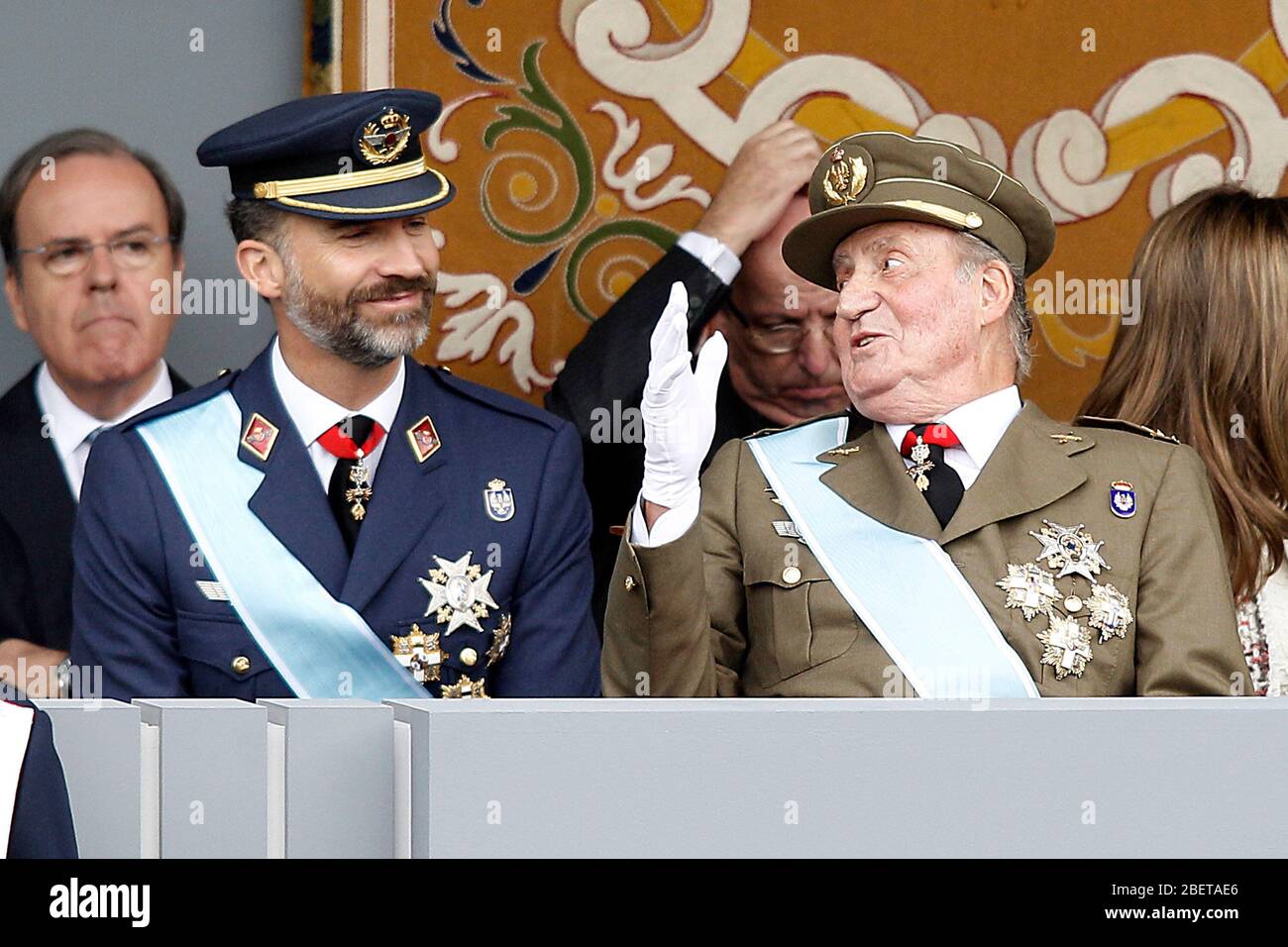 Prince Fellipe of Spain and Juan Carlos I King of Spain attend the ...