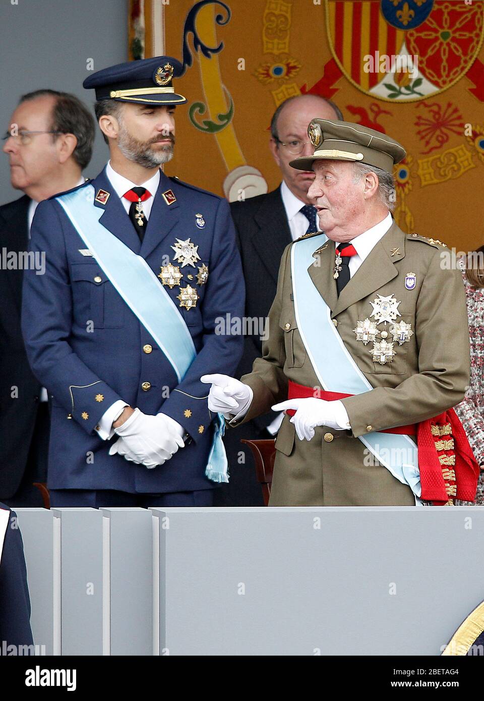 Prince Fellipe of Spain and Juan Carlos I King of Spain attend the ...