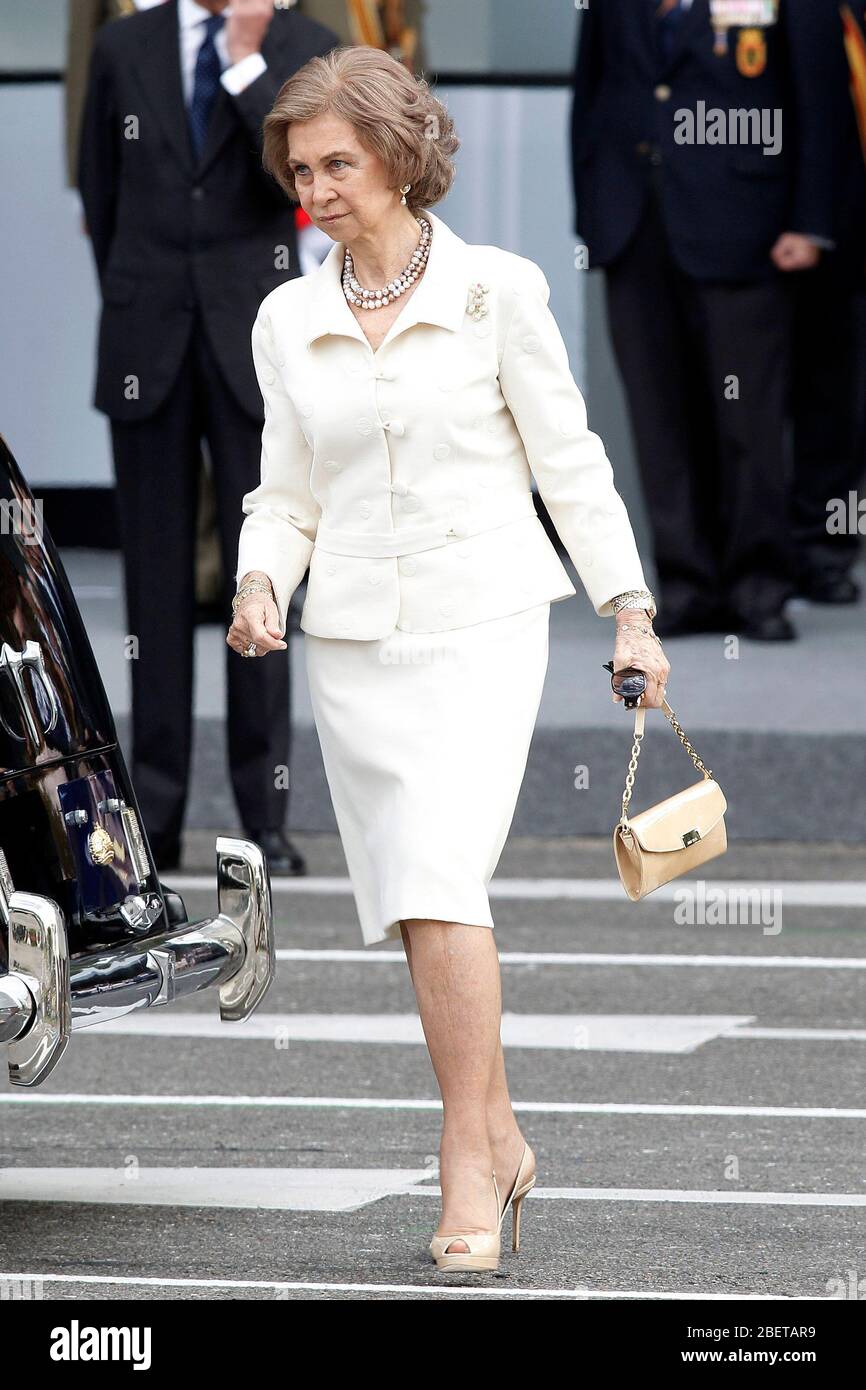Sofia Queen of Spain attends the National Day Military Parad.October 12 ...