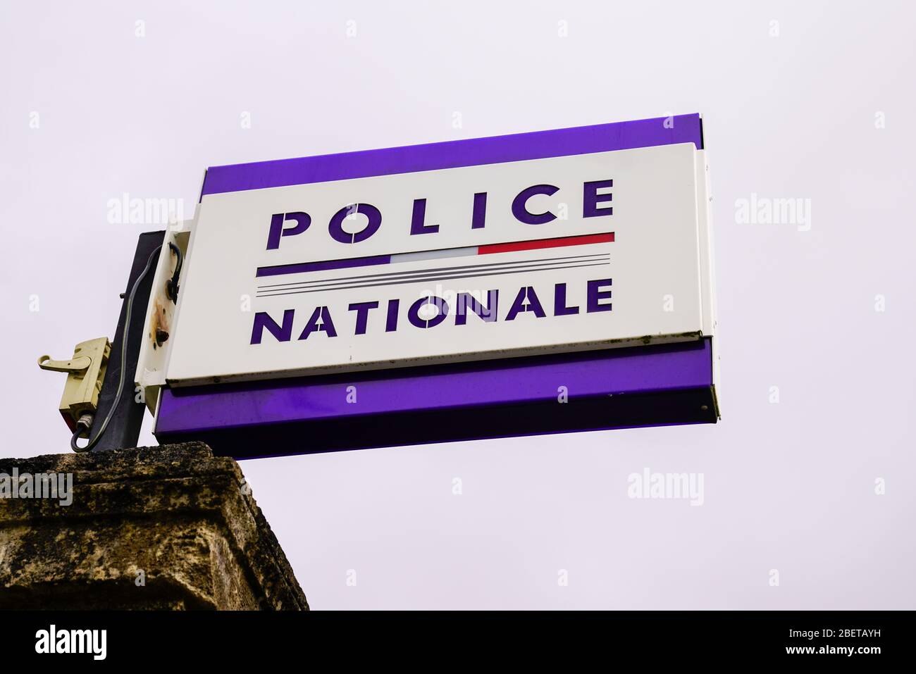 police nationale french sign logo in wall office building in town ...