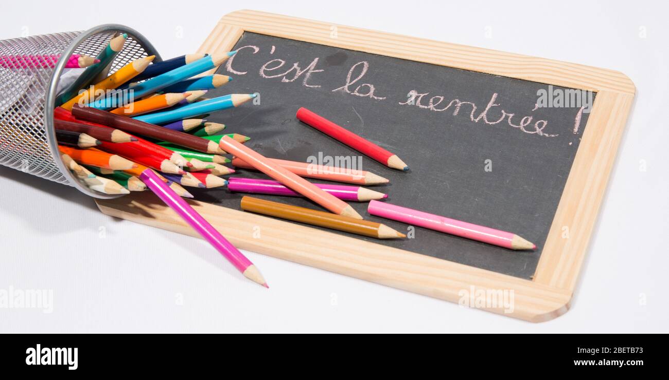 in French c est la rentrée means Back to school concept with School ...