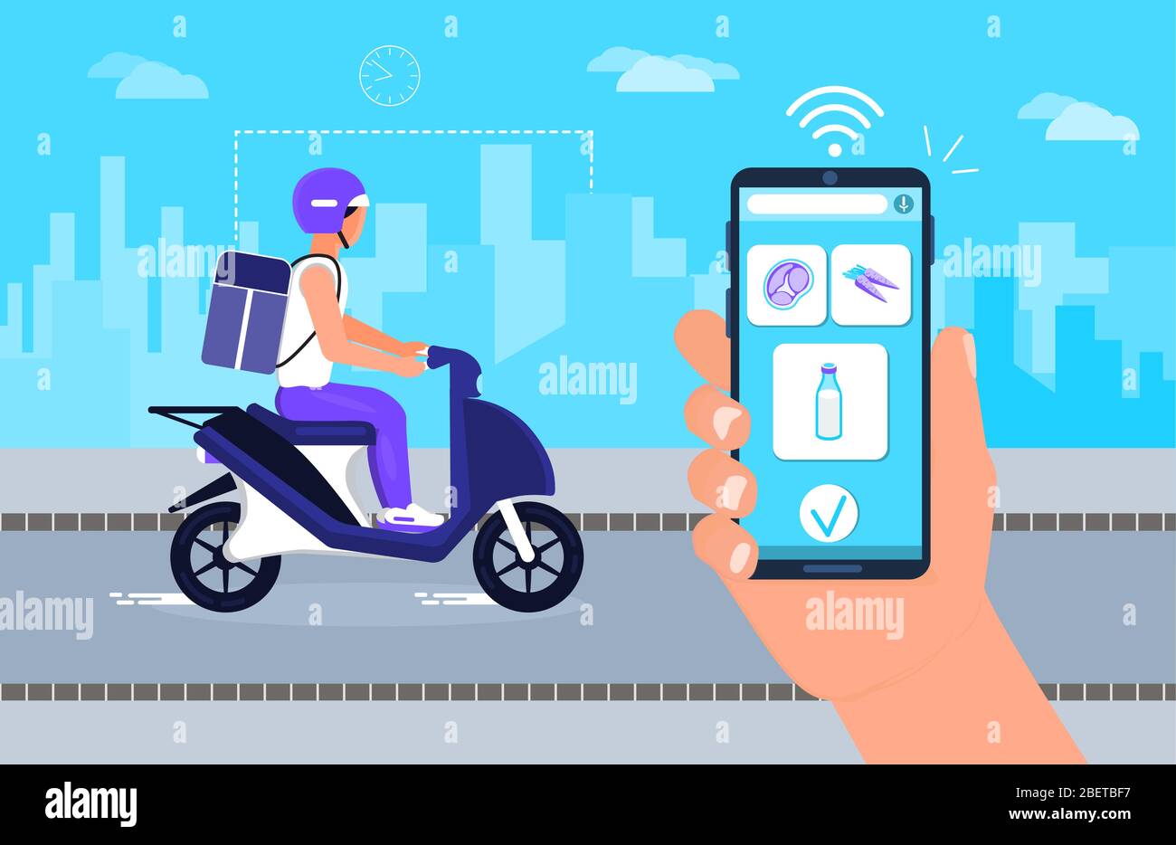 Man on moped driving Stock Vector Images - Alamy