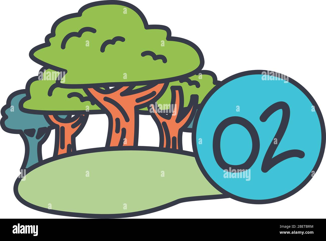 fresh air and trees icon over white background, fill style, vector ...