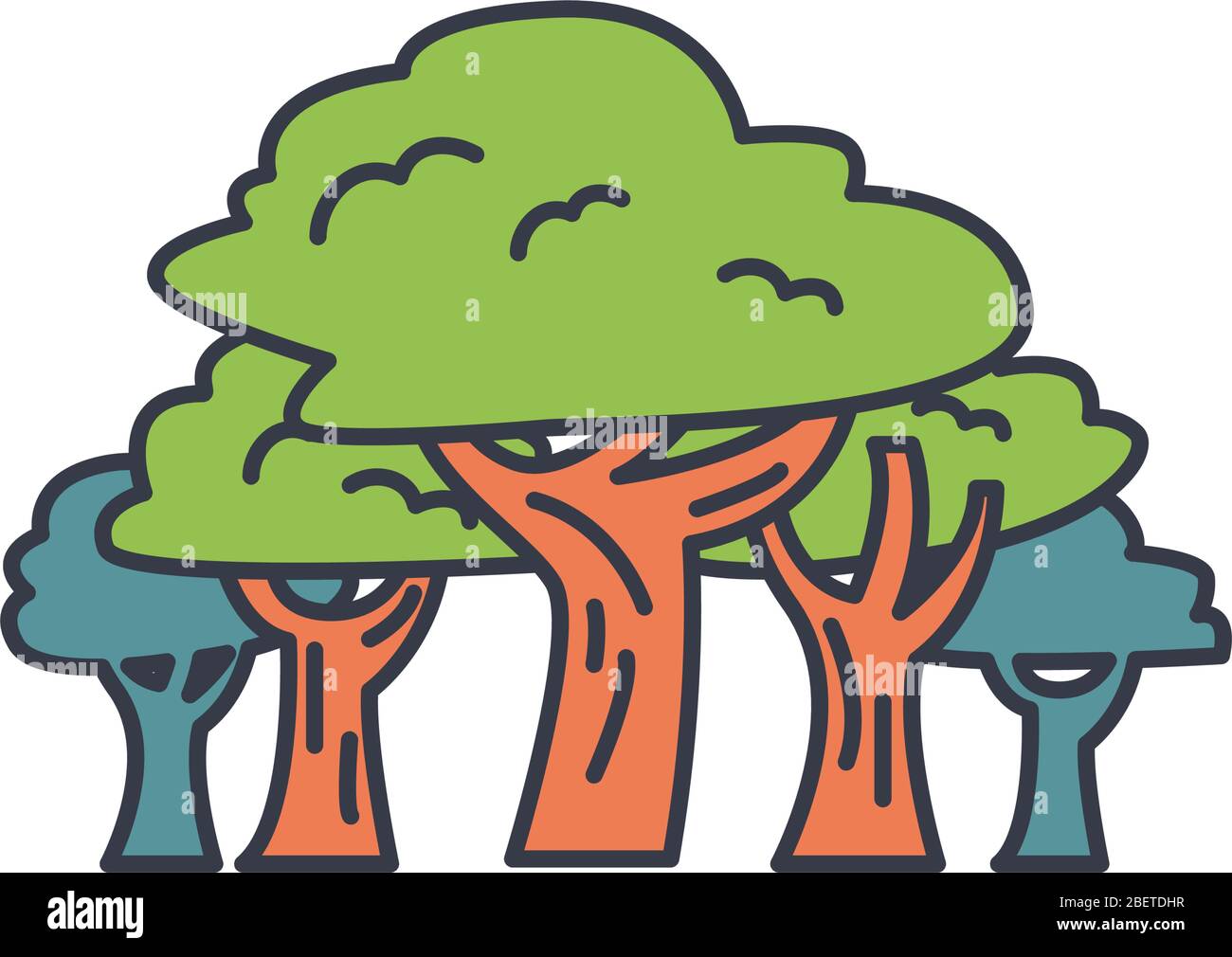 trees icon over white background, fill style, vector illustration Stock ...