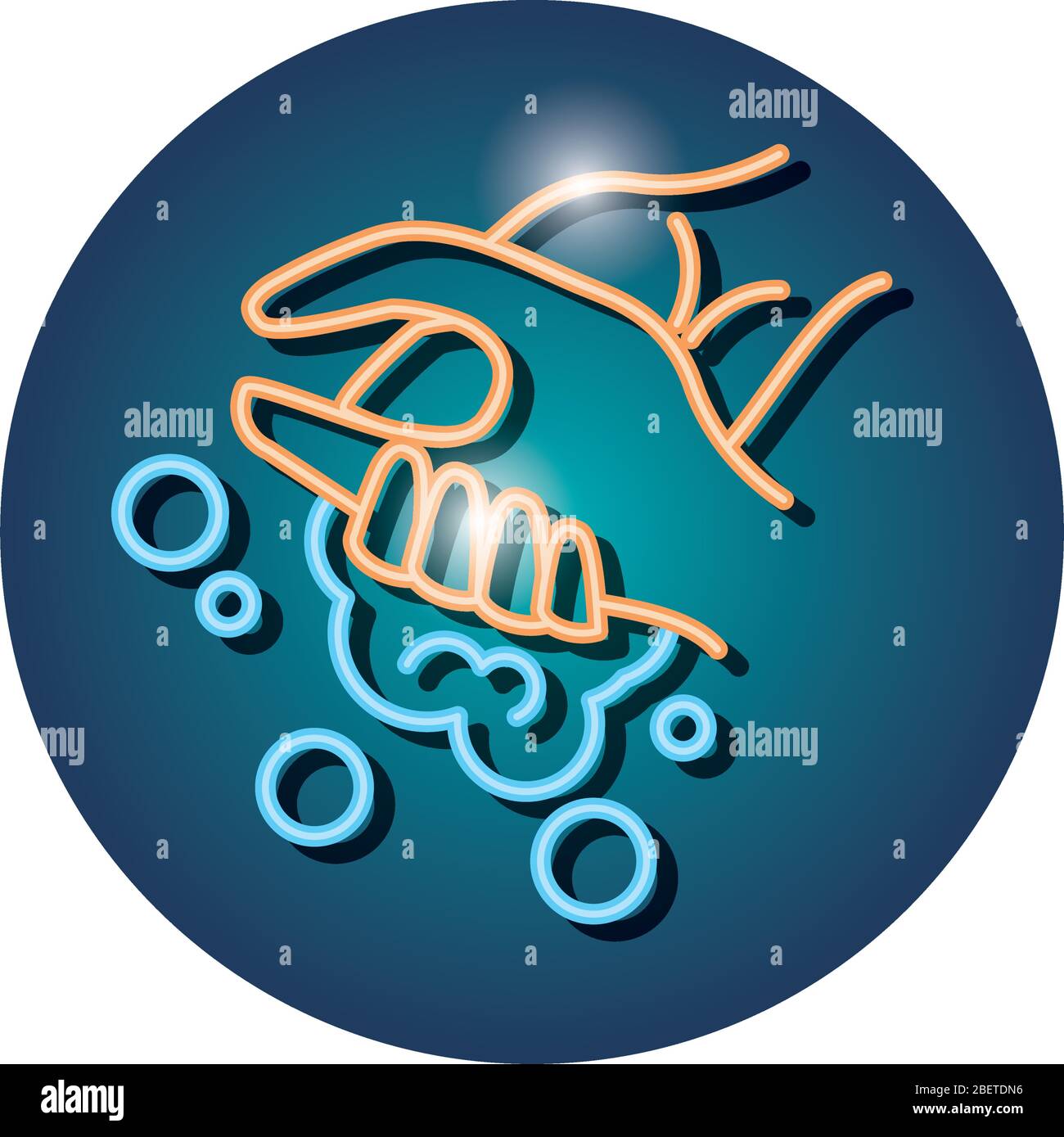 washing hands with water and soap, neon light vector illustration ...