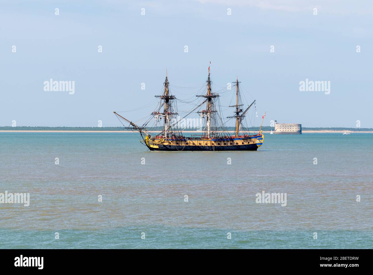 rochefort , Aquitaine / France - 01 15 2020 : frigate boat Hermione ...