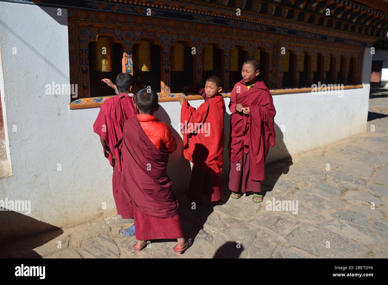 Young monks at the Gangtey Monastery, Bhutan Stock Photo - Alamy