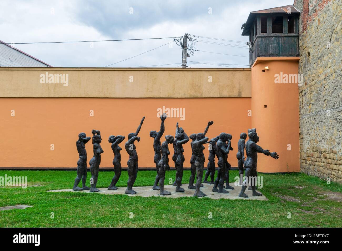 Statues in the yard of the communist prison from Sighetu Marmatiei ...