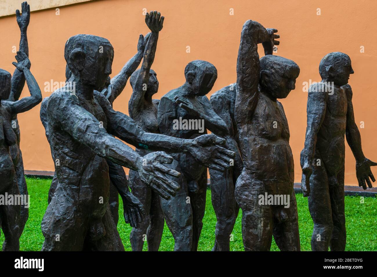 Statues in the yard of the communist prison from Sighetu Marmatiei ...