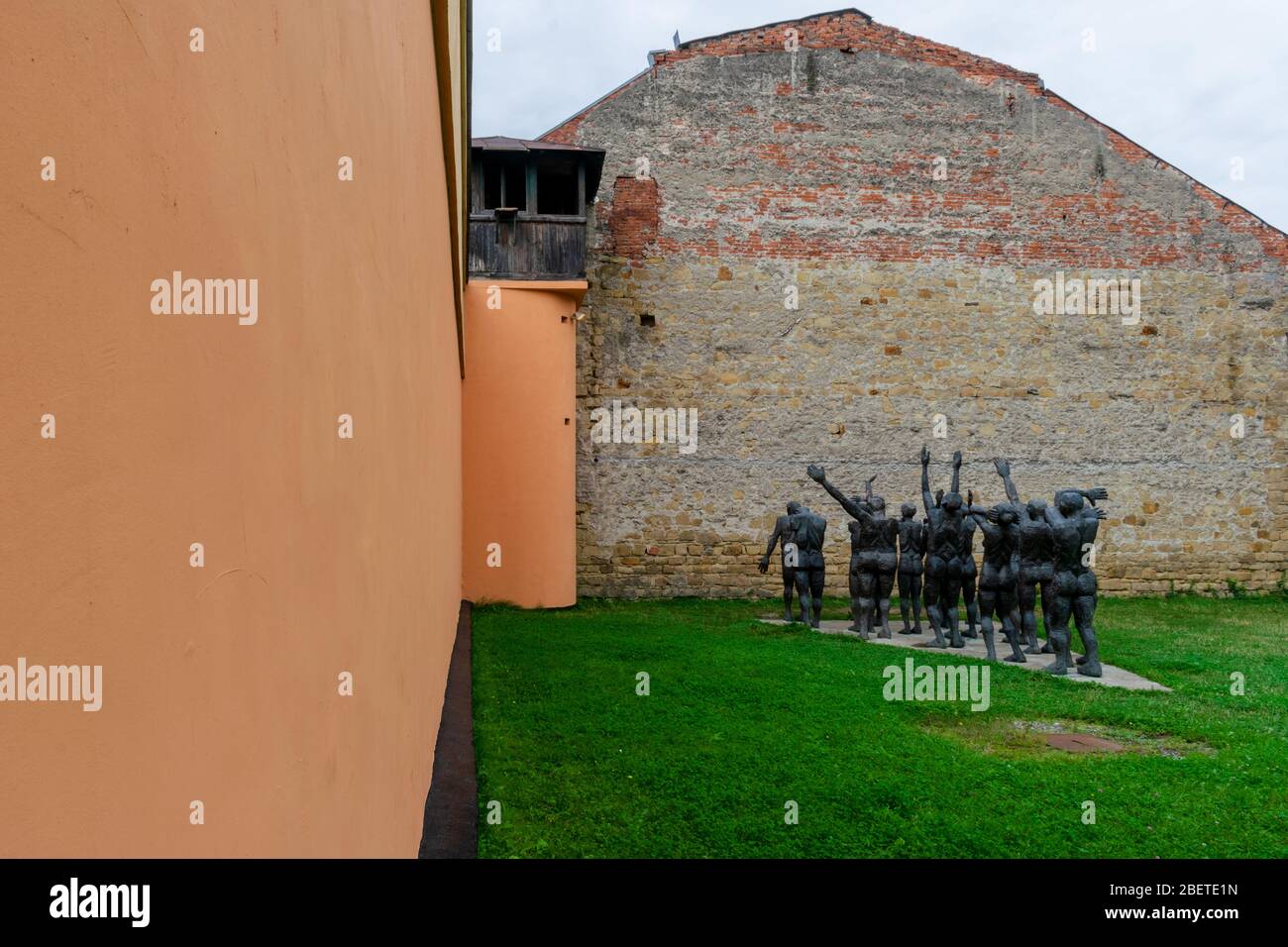 Statues in the yard of the communist prison from Sighetu Marmatiei ...