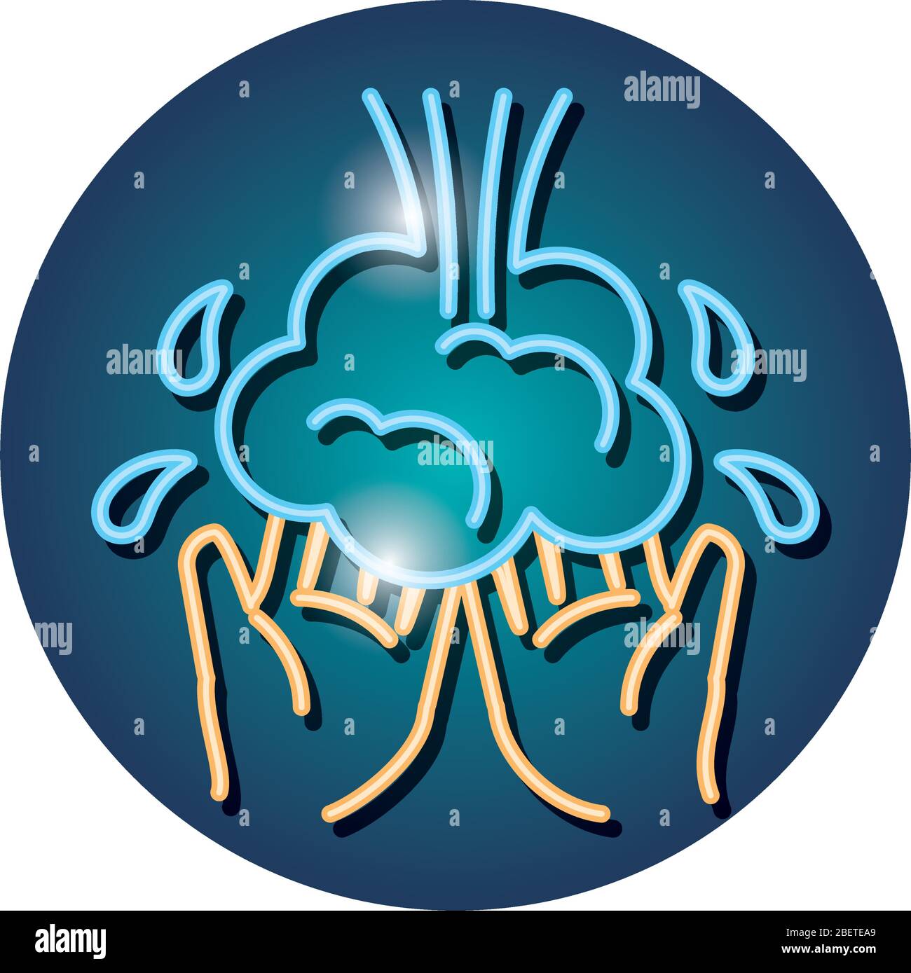 washing hands with water and soap, neon light vector illustration ...