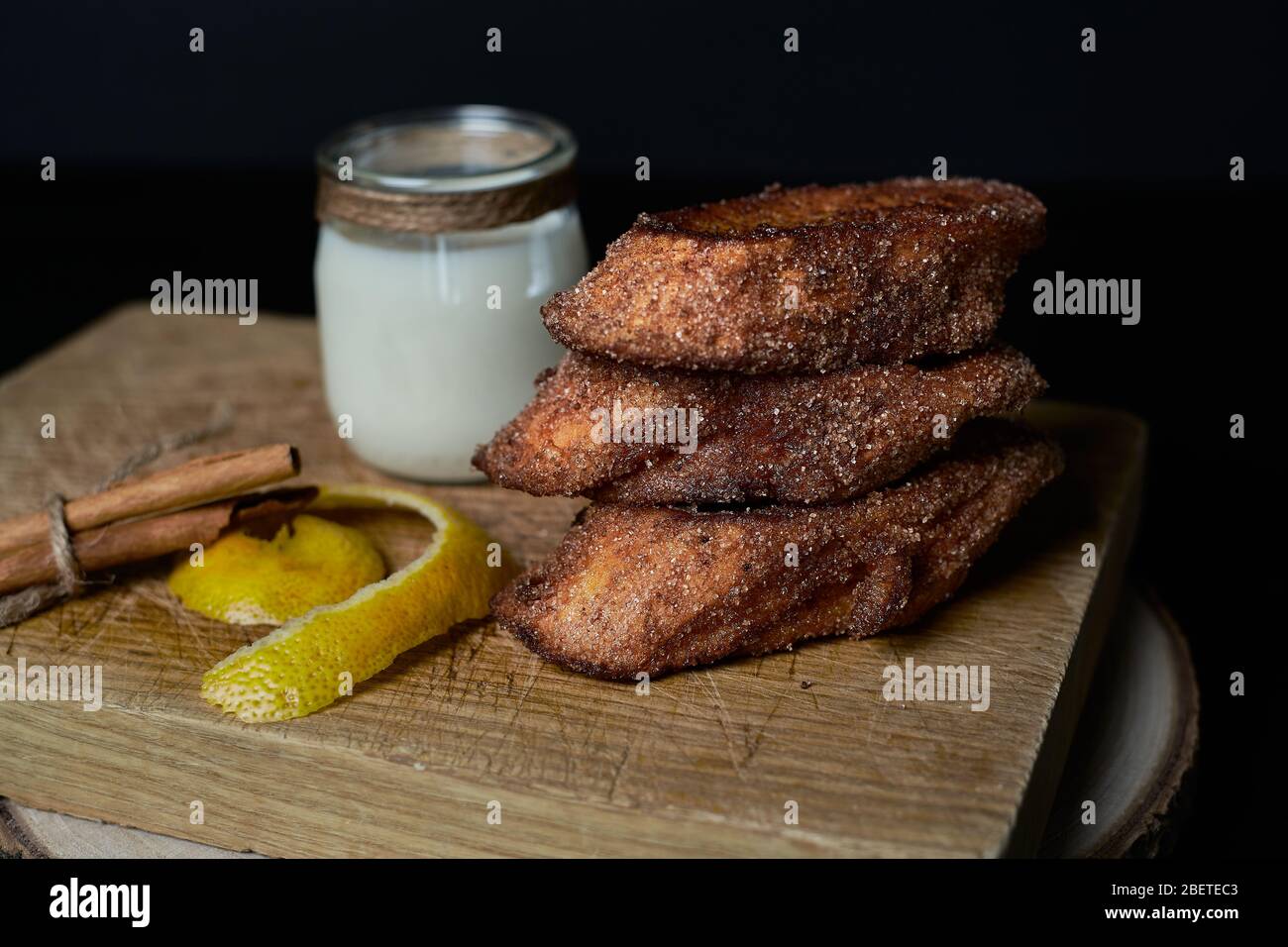 French toast, typical sweet bread with milk fried and battered in sugar ...