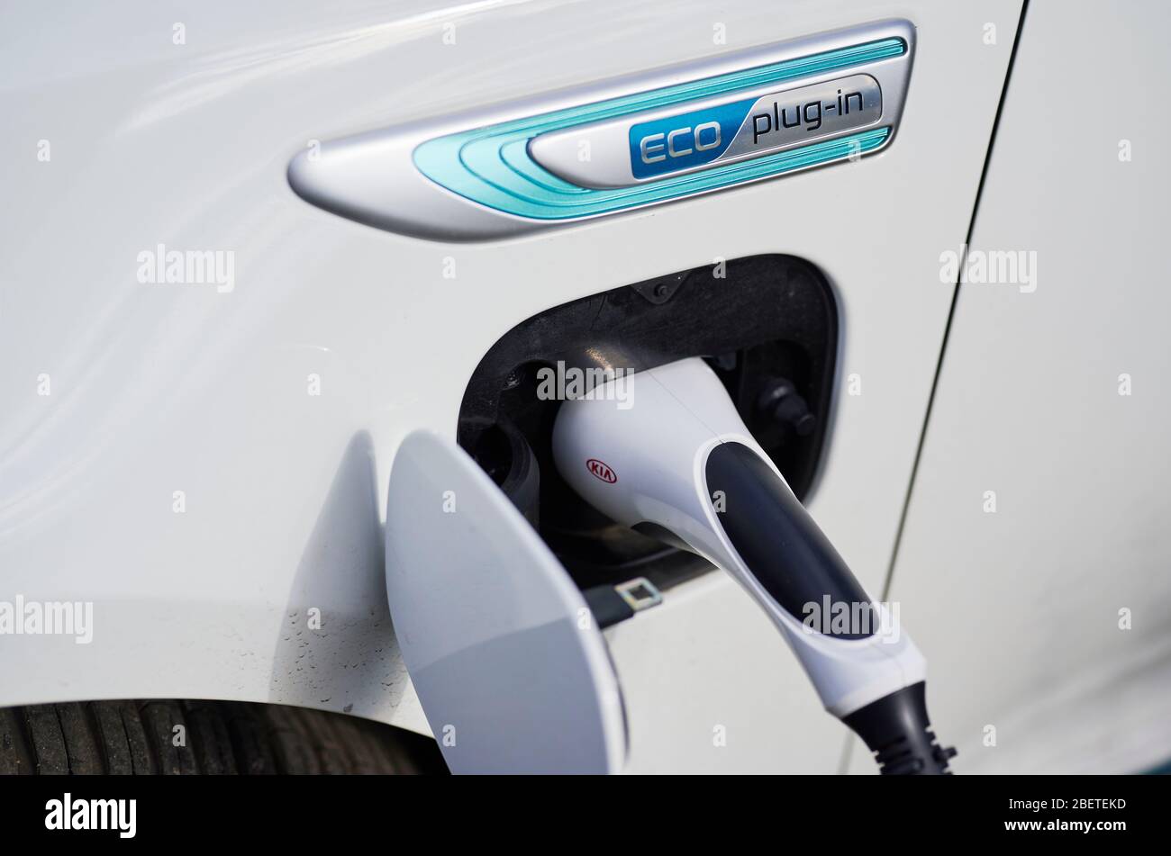 Berlin, Germany - March 14, 2020: View to the charger of an eco ...