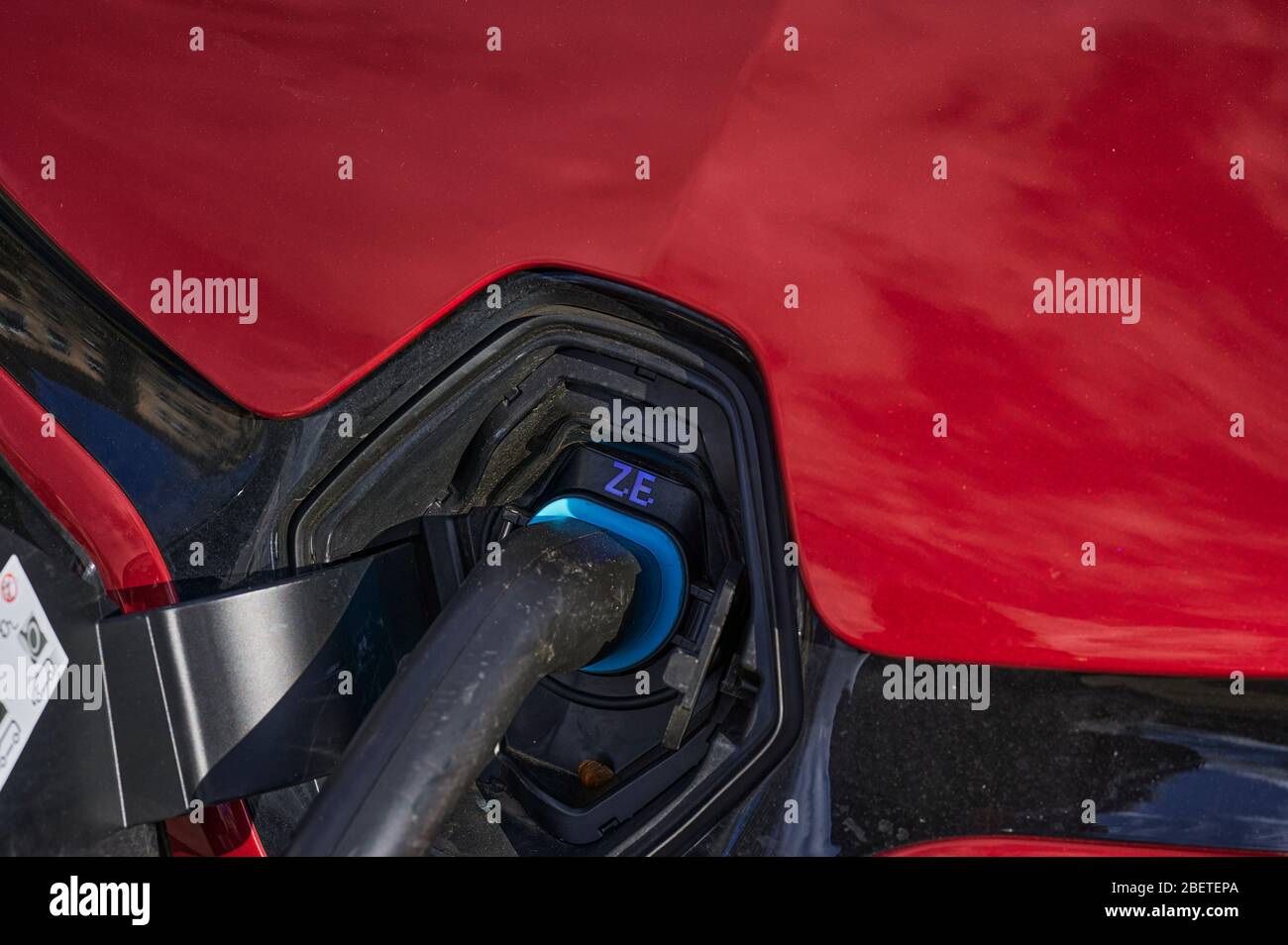 Berlin, Germany - March 11, 2020: View to the charger of an eco ...