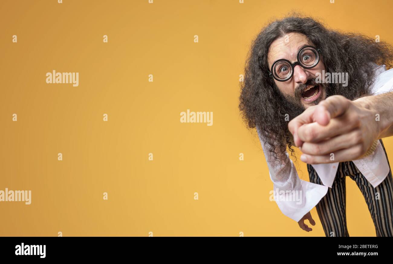Closeup portrait of a weird and skinny nerd Stock Photo - Alamy