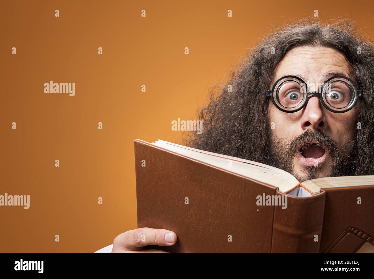 Closeup portrait of a weird and skinny nerd Stock Photo - Alamy
