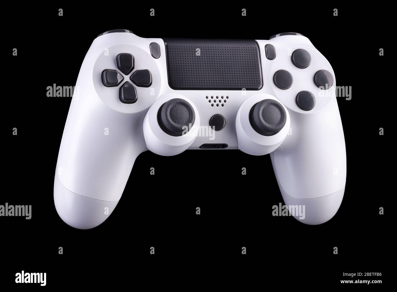 White video game joystick gamepad isolated on a black background Stock ...