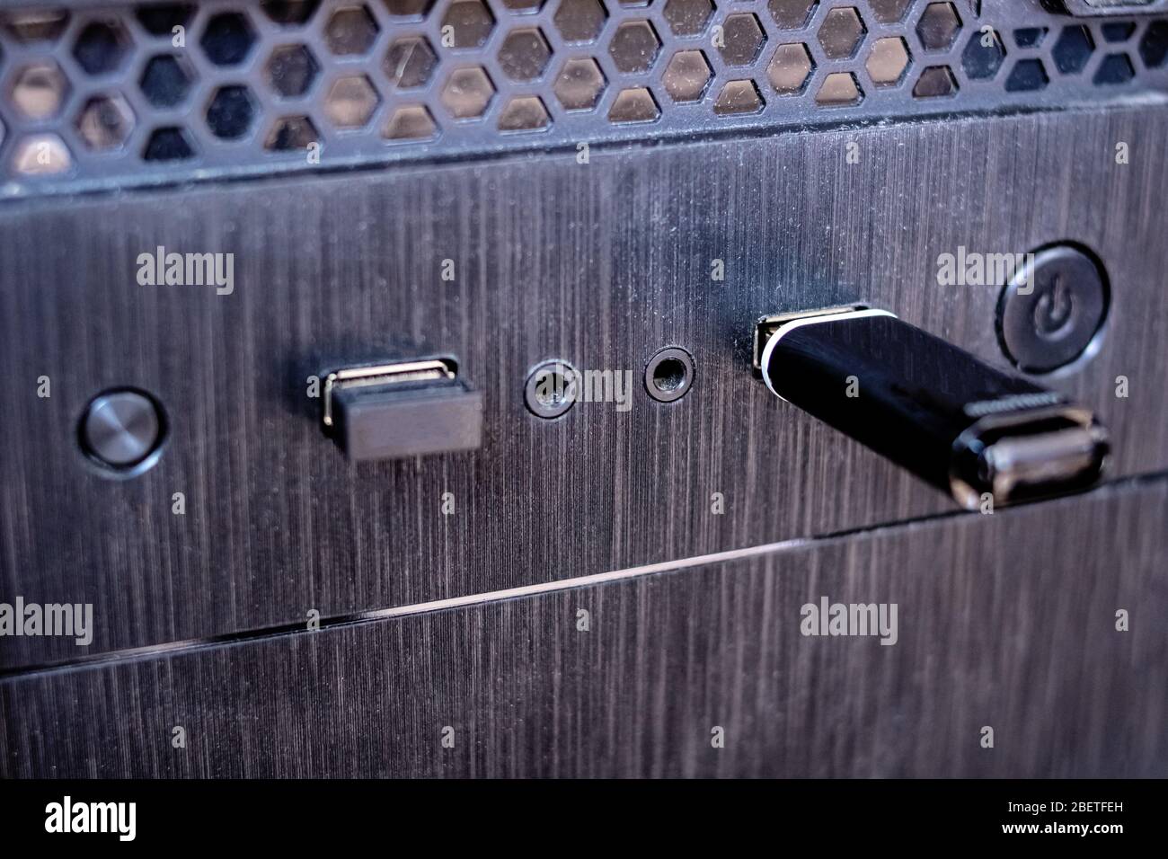 Buttons on the system unit of the computer Stock Photo - Alamy