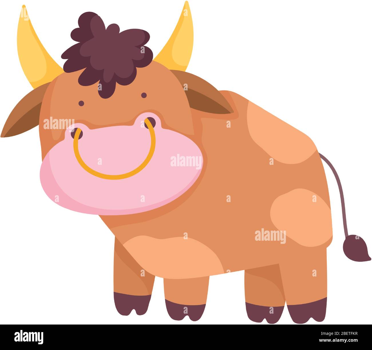 bull cartoon farm animal isolated icon on white background vector ...
