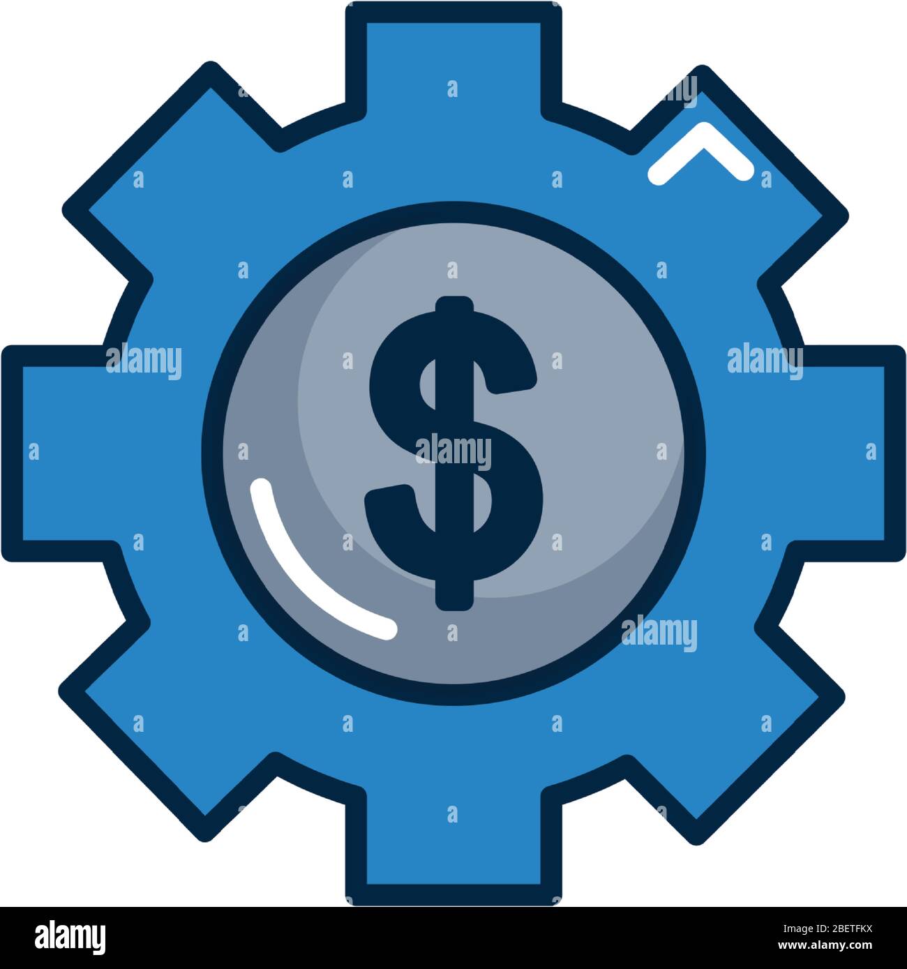 financial broke concept, gear wheel with money symbol icon over white ...