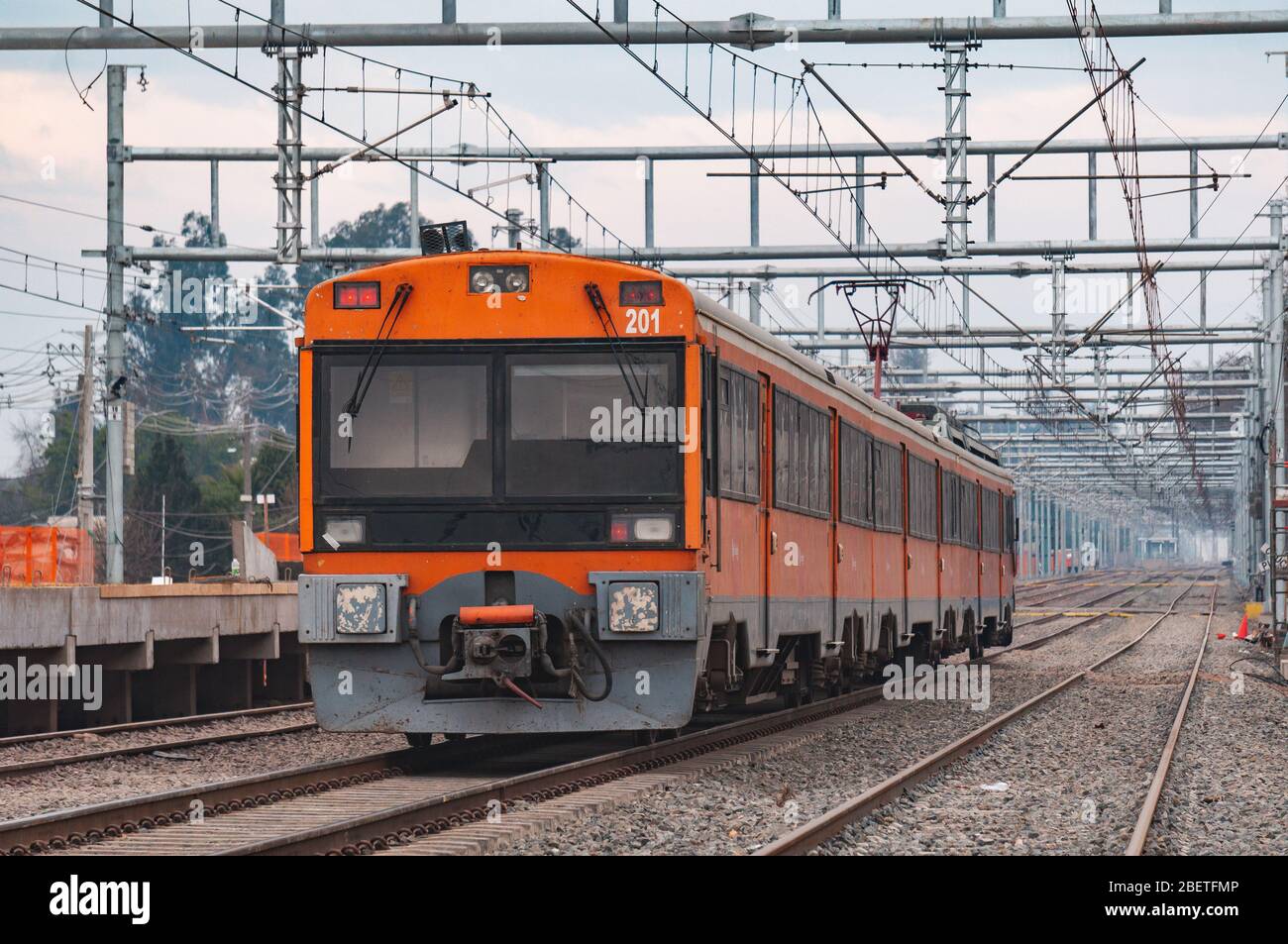 SANTIAGO, CHILE - JULY 2016: A long distance train in Santiago Stock ...