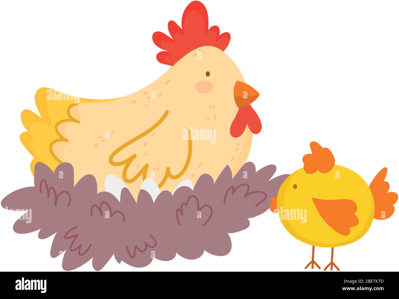 farm animals hen in nest chicken cartoon vector illustration Stock ...