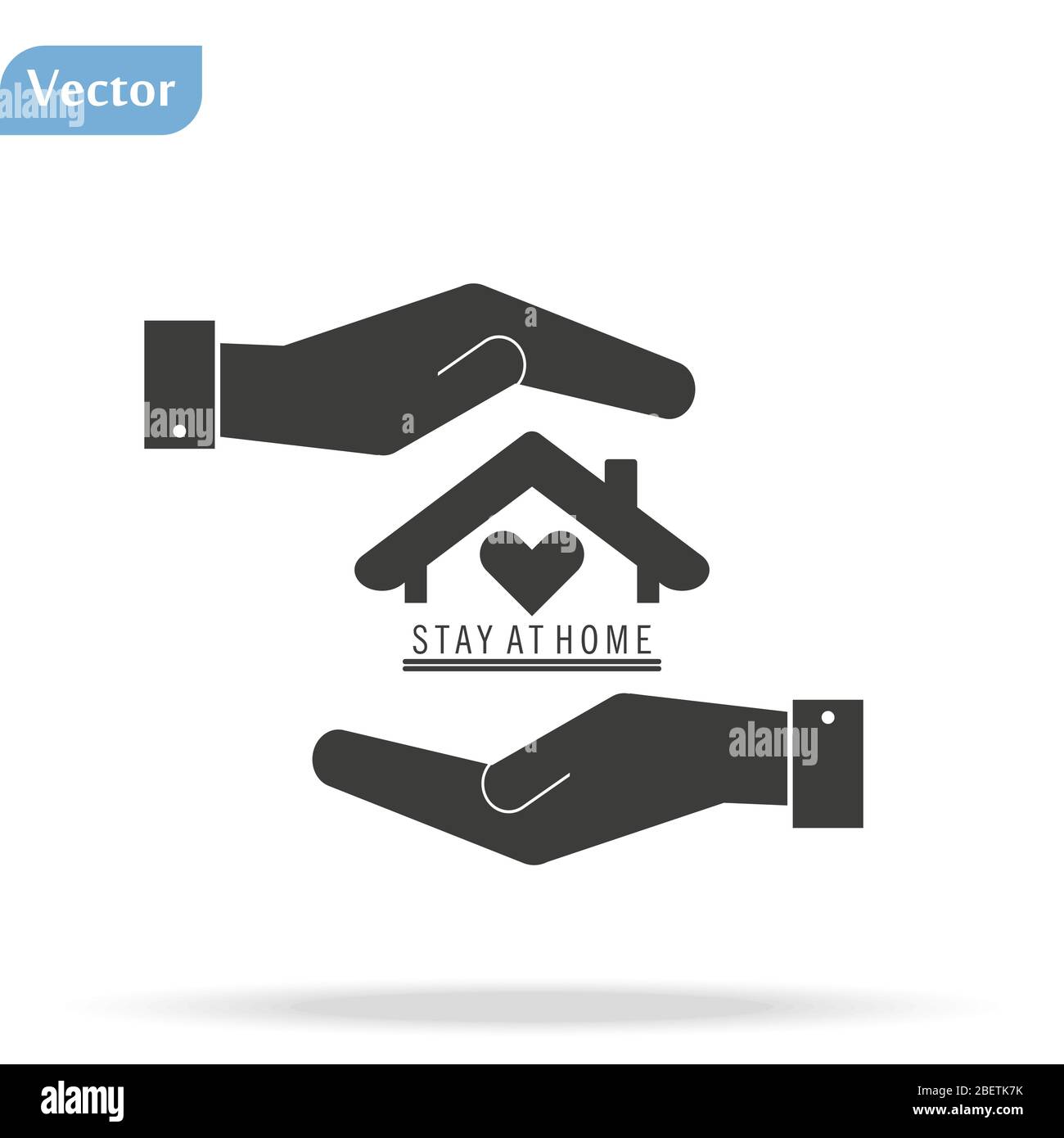 flat hand showing the icon of home - Stay at home vector illustration ...