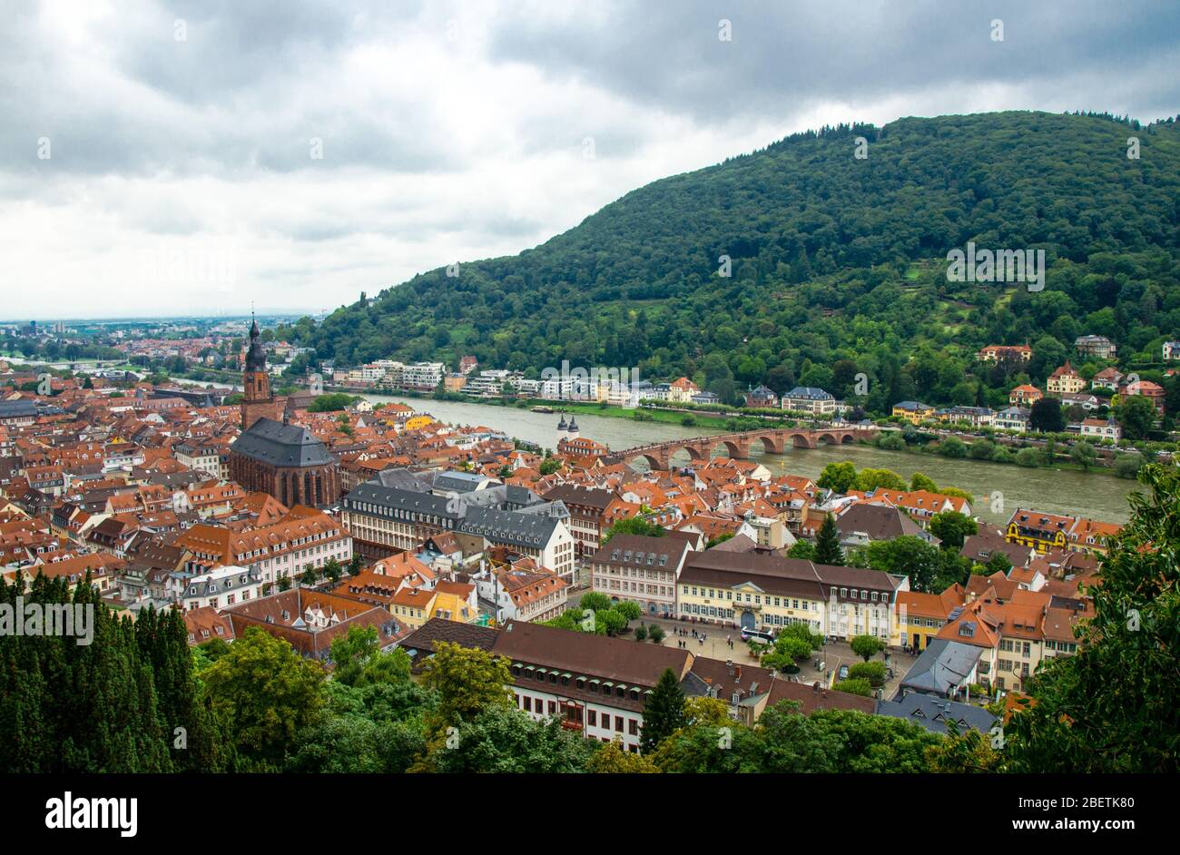 Panoramic view of beautiful medieval town Heidelberg, Carl Theodor Old ...