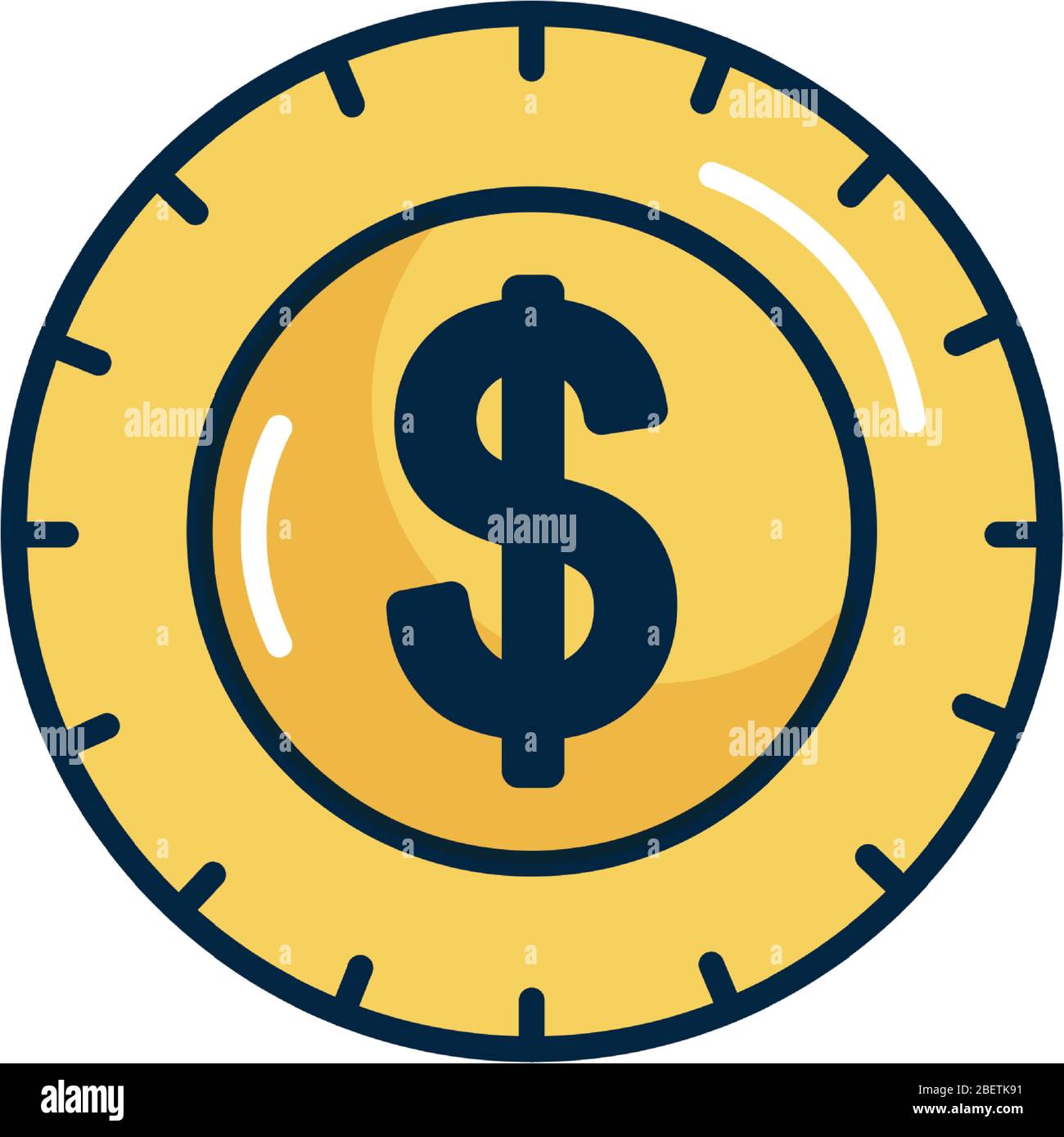money coin icon over white background, line color style, vector ...
